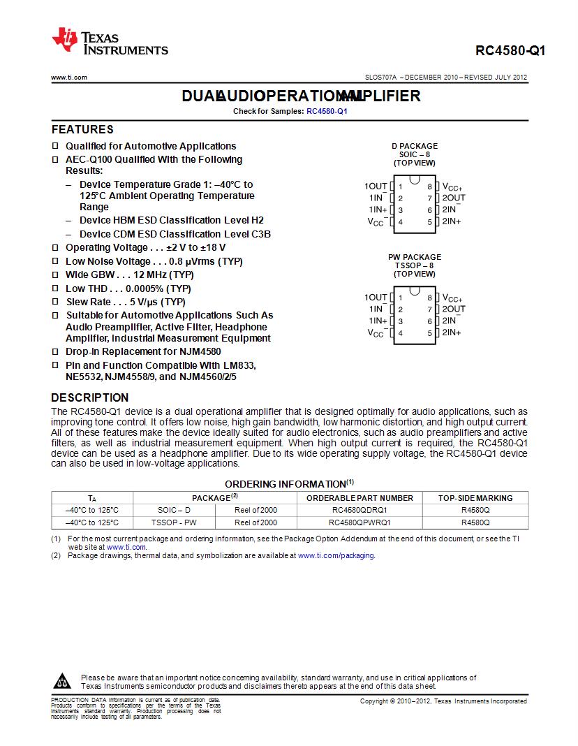 Rc4580 Datasheet